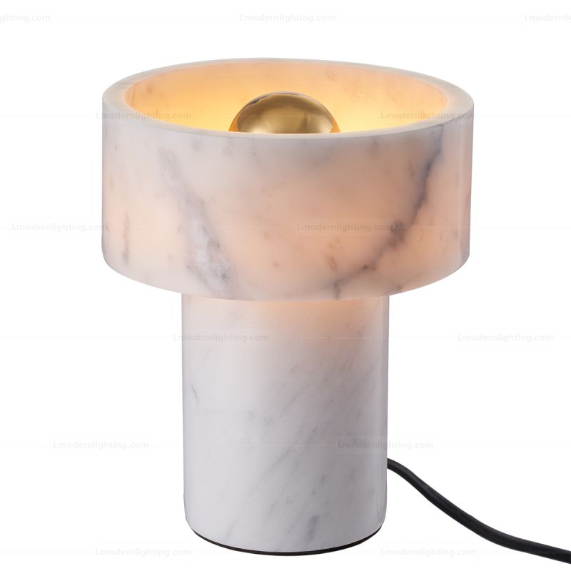 White Marble Stone Table Light with Natural Marble Pattern