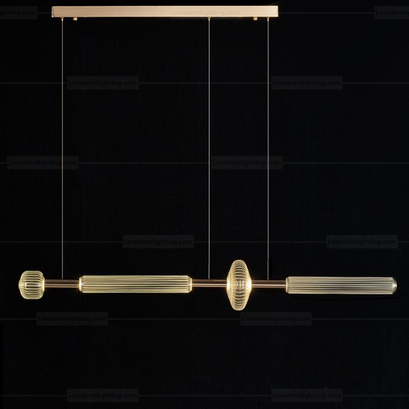 Hand Blown Cipher Carved Glass Pendant Lamp Horizontal S