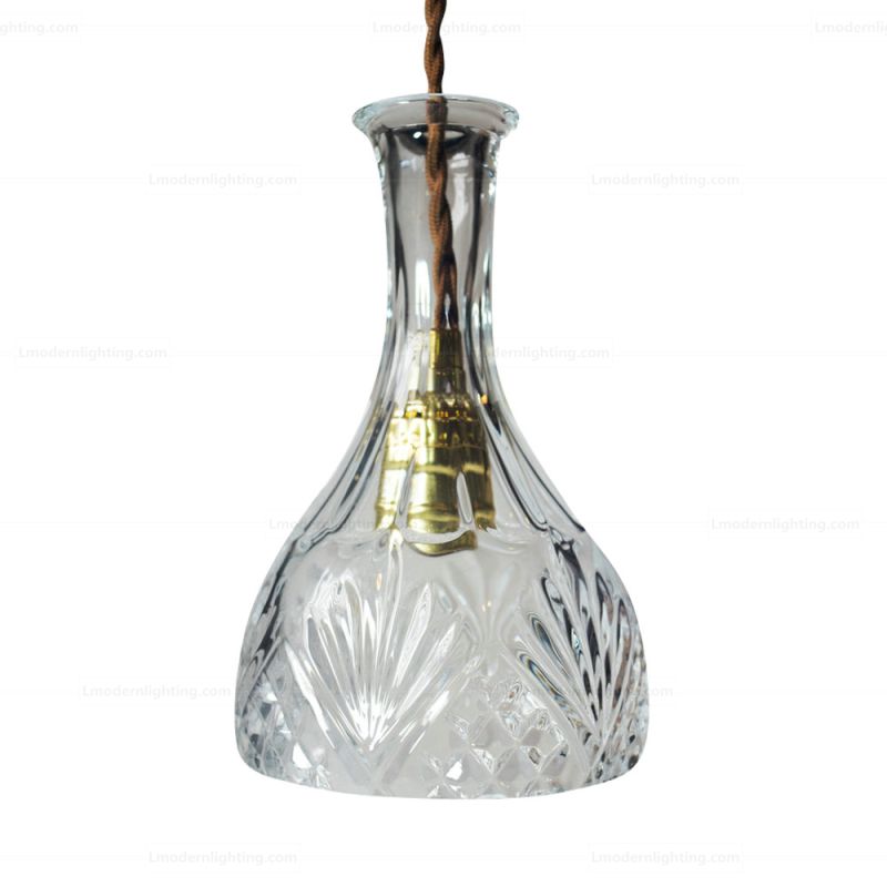 Carved Glass Bell Decanter Pendant light